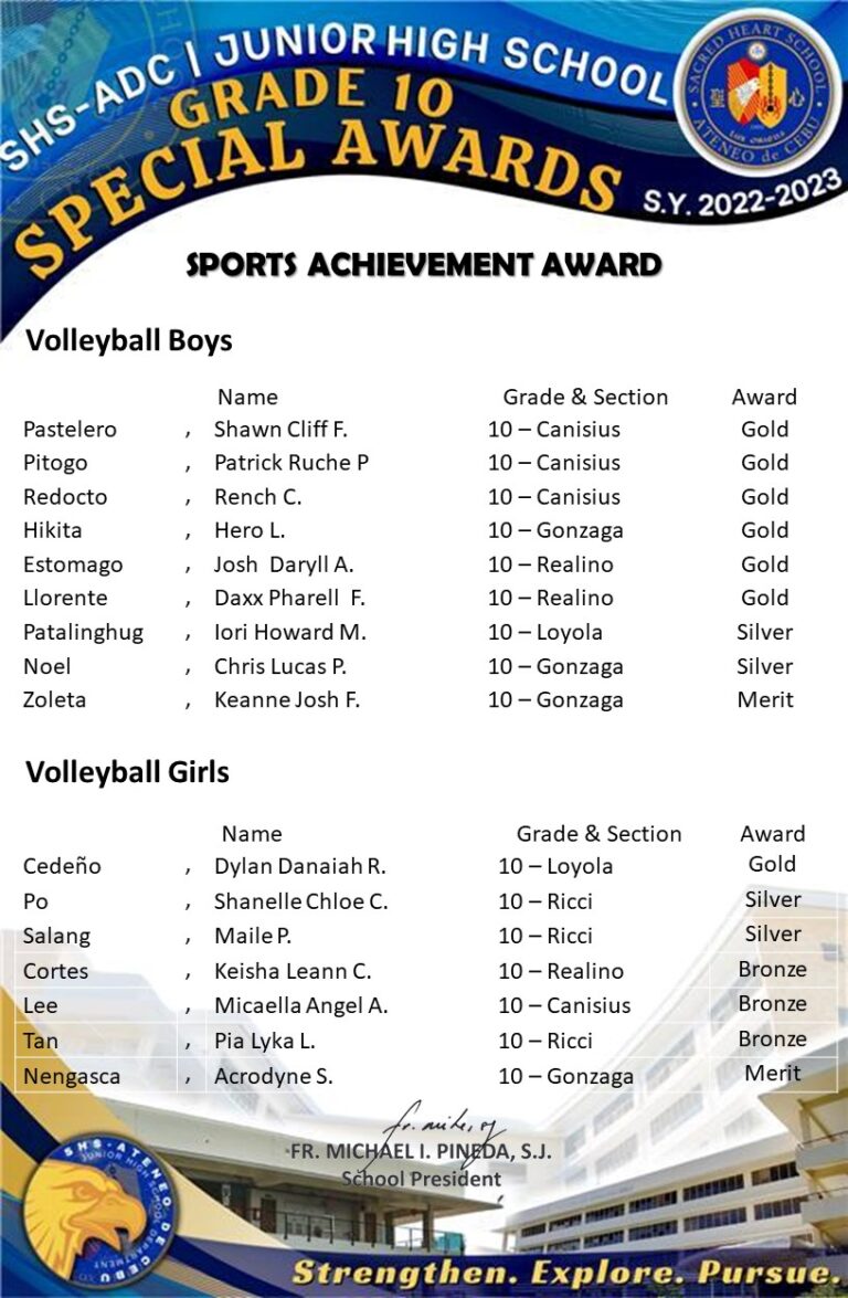S.Y. 2022-2023 Grade 10 Completers, Year-End Academics Award, Special ...