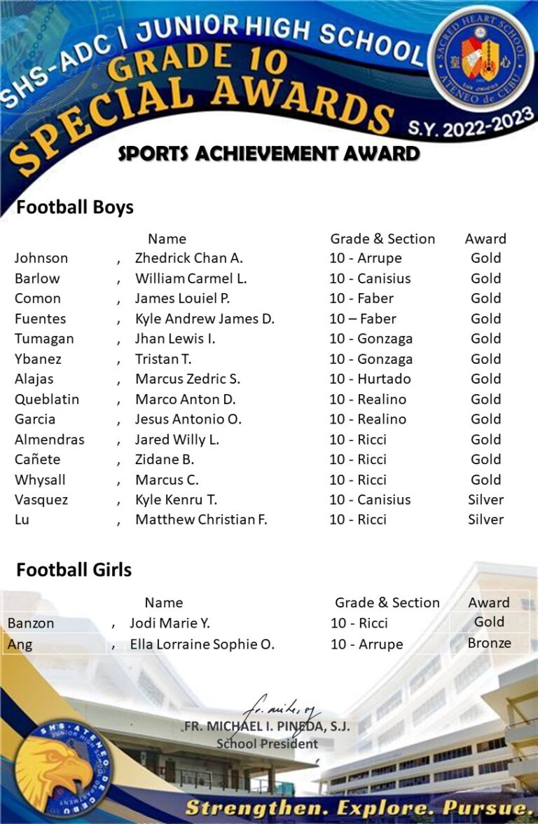 S.Y. 2022-2023 Grade 10 Completers, Year-End Academics Award, Special ...