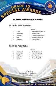 S.Y. 2022-2023 Grade 10 Completers, Year-End Academics Award, Special ...